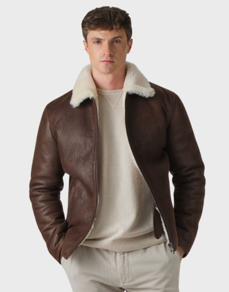 Harrison Dark Brown Shearling Jacket – Leather Owl