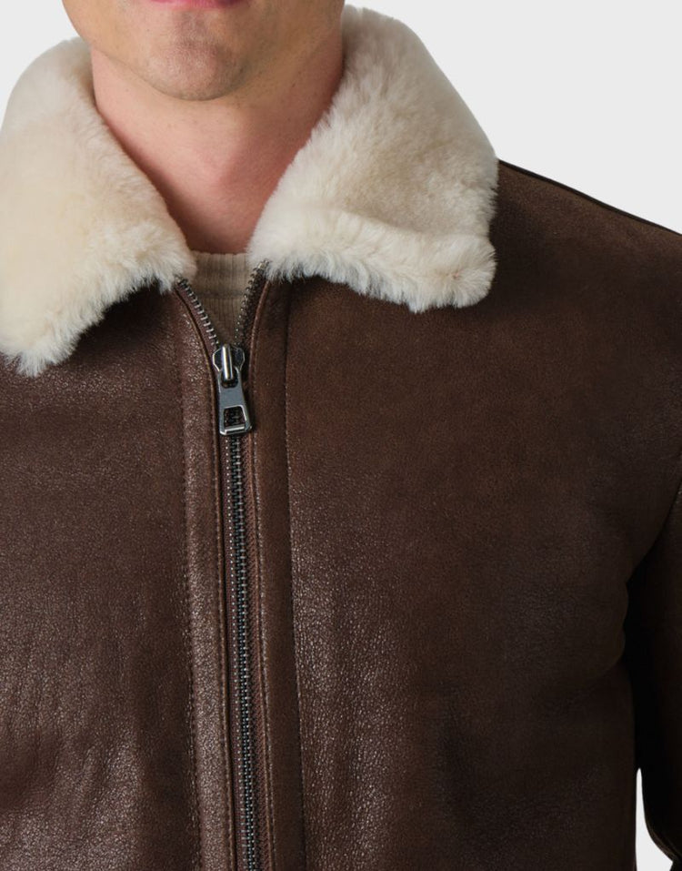 Harrison Dark Brown Shearling Jacket – Leather Owl