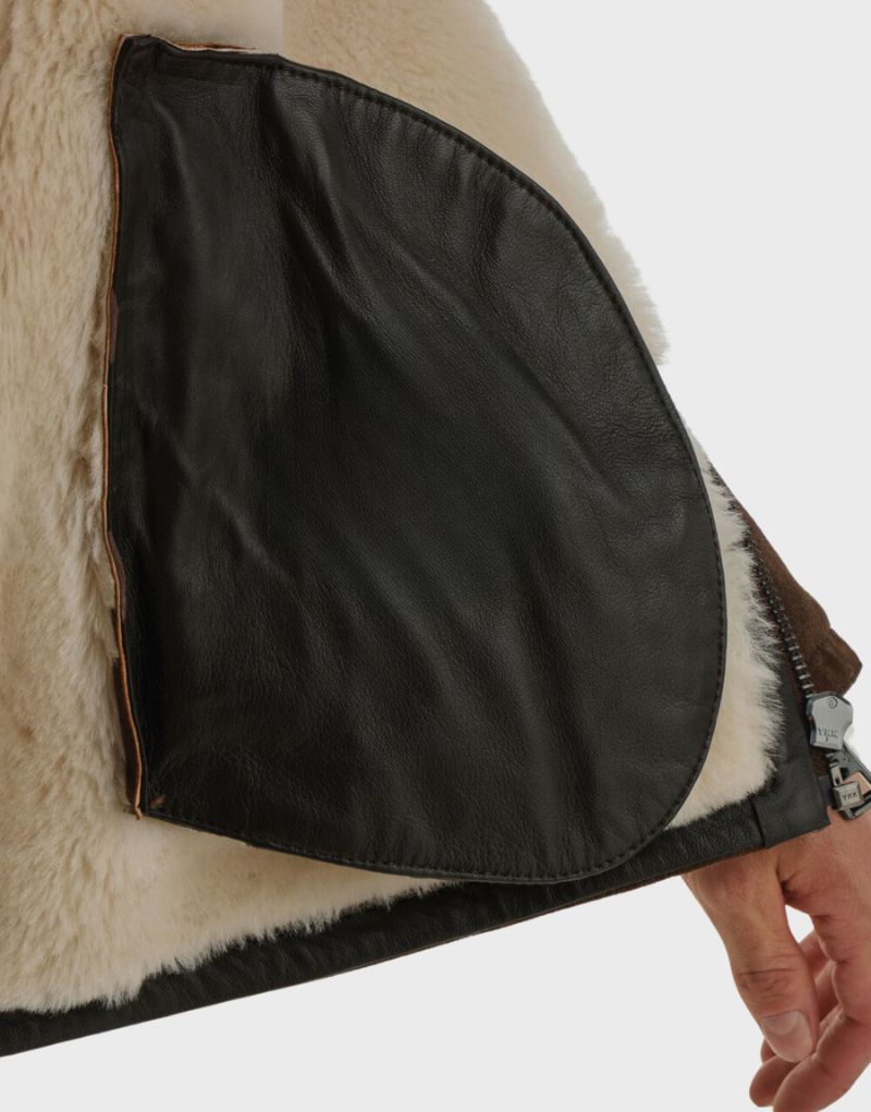 Harrison Dark Brown Shearling Jacket – Leather Owl